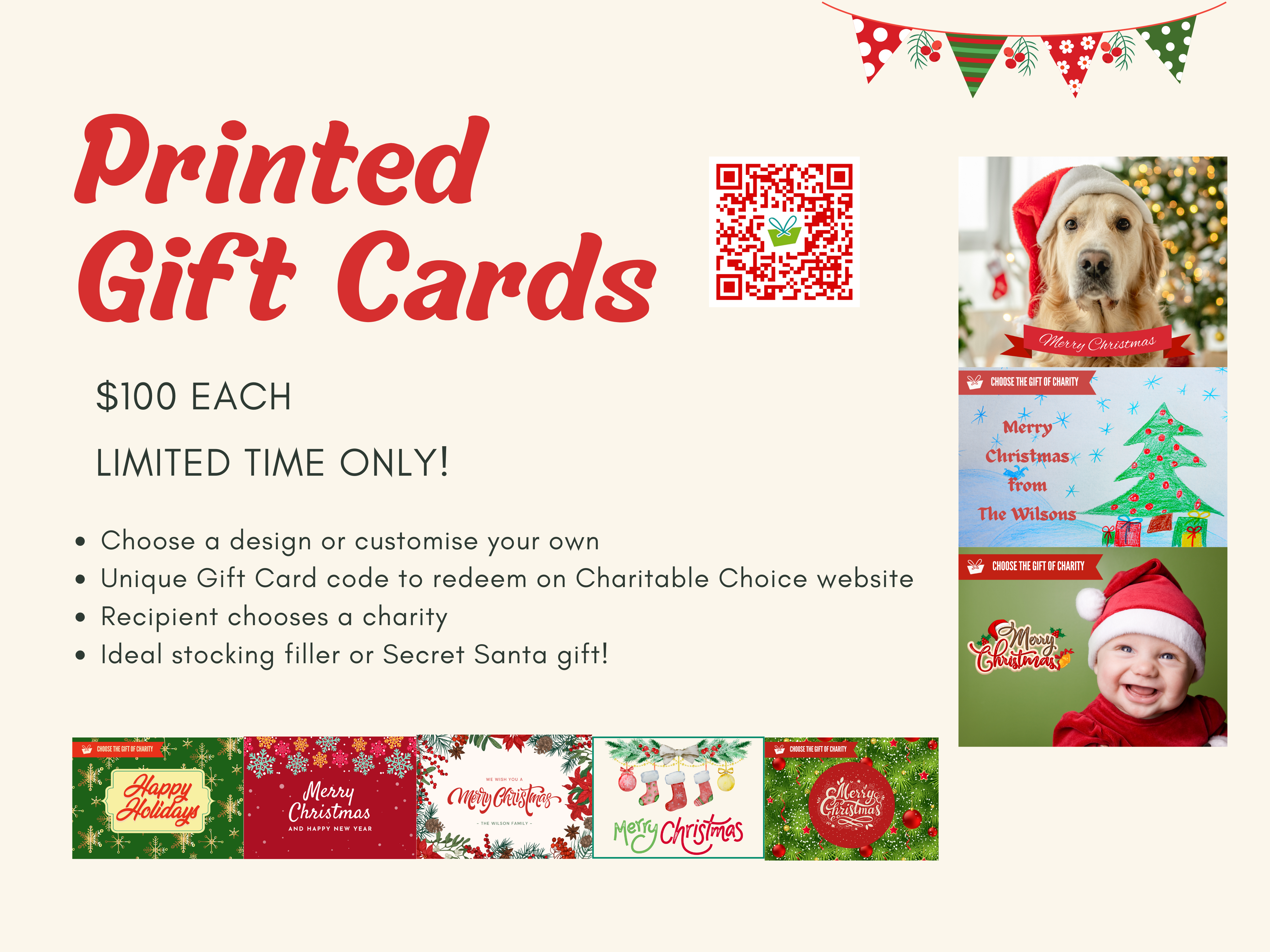 Limited Time Only - Printed Festive Gift Cards – Charitable Choice Limited